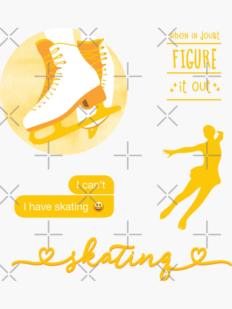 "Yellow Watercolor Ice Skater, Figure Skating Sticker Pack" Sticker by ...