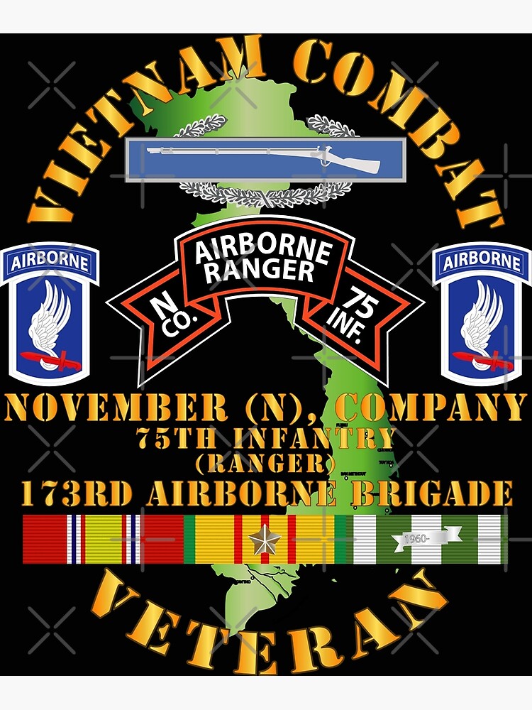 "Army - Vietnam Combat Vet - N Co 75th Infantry (Ranger) - 173rd Airborne Bde SSI" Poster for ...