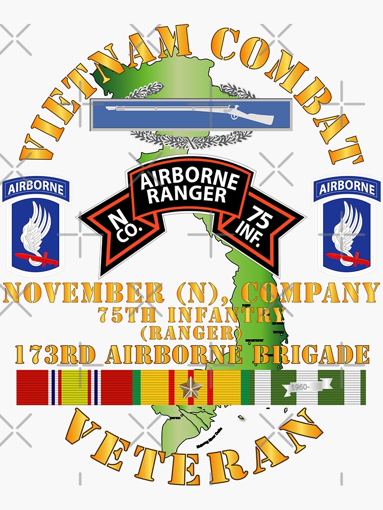 "Army - Vietnam Combat Vet - N Co 75th Infantry (Ranger) - 173rd Airborne Bde SSI" Sticker by ...