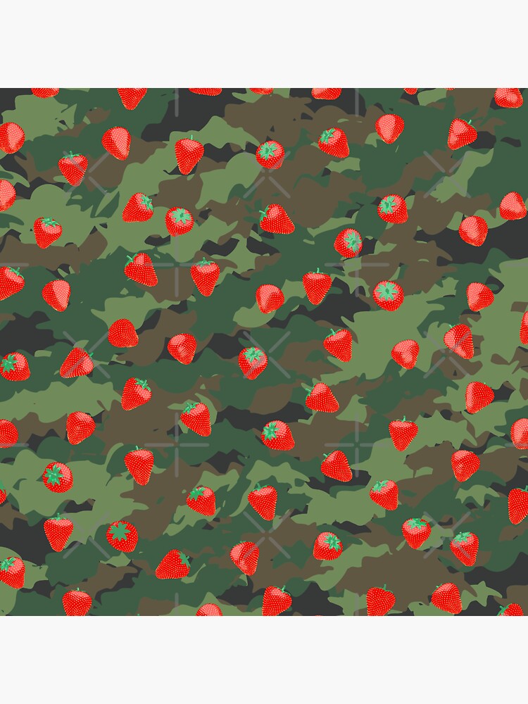 "Kawaii Strawberry Camo WOODLAND" Sticker for Sale by GrandeDuc | Redbubble