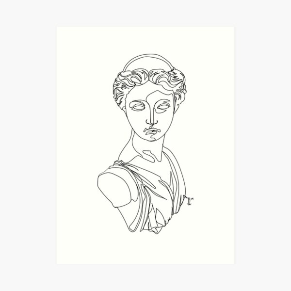 "Artemis 2, Greek Statue - One Line Drawing" Art Print for Sale by ...