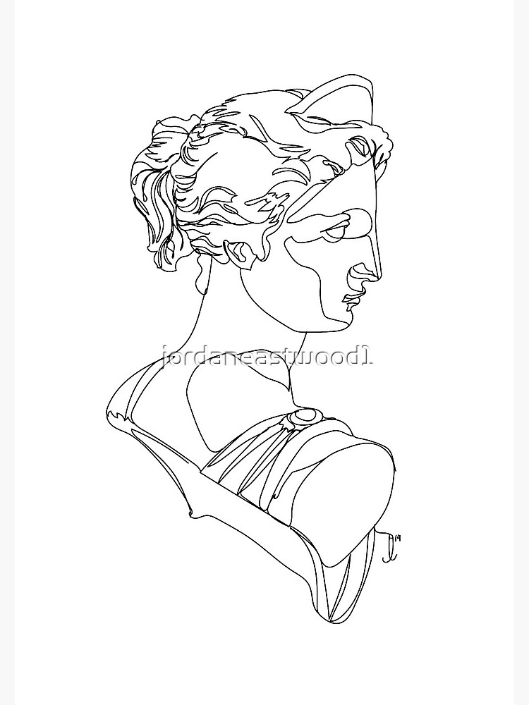 "Artemis 5, Greek Statue - One Line Drawing" Spiral Notebook for Sale ...
