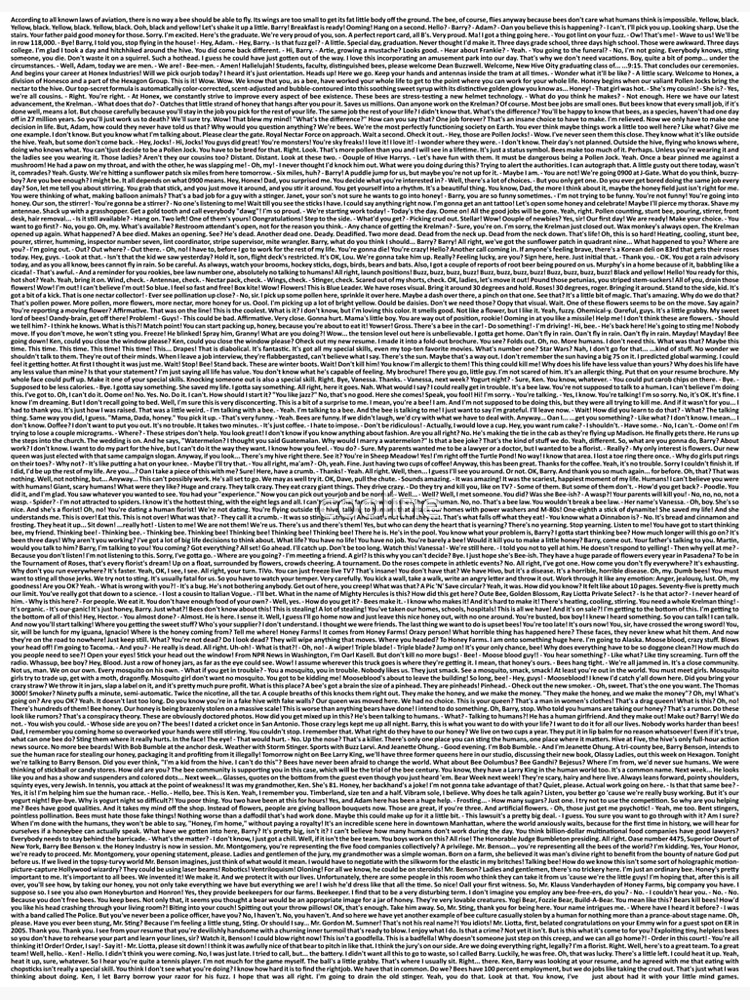 "Bee Movie Script - High Resolution" Poster for Sale by cooline | Redbubble
