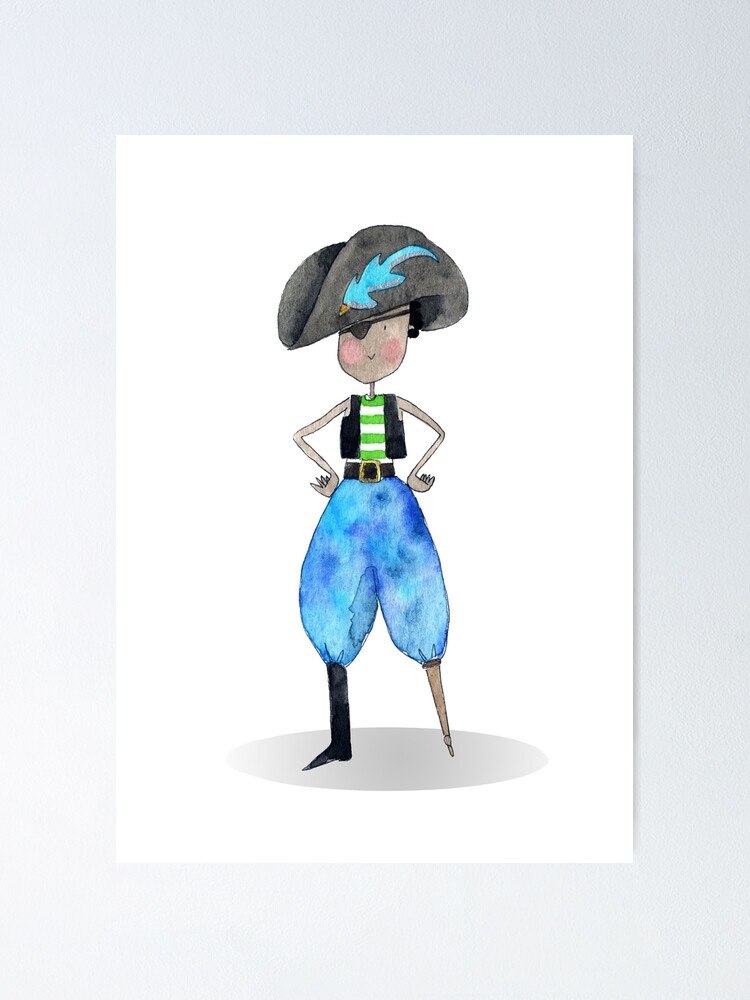 "Pirate with wooden leg" Poster for Sale by alisonsadler | Redbubble