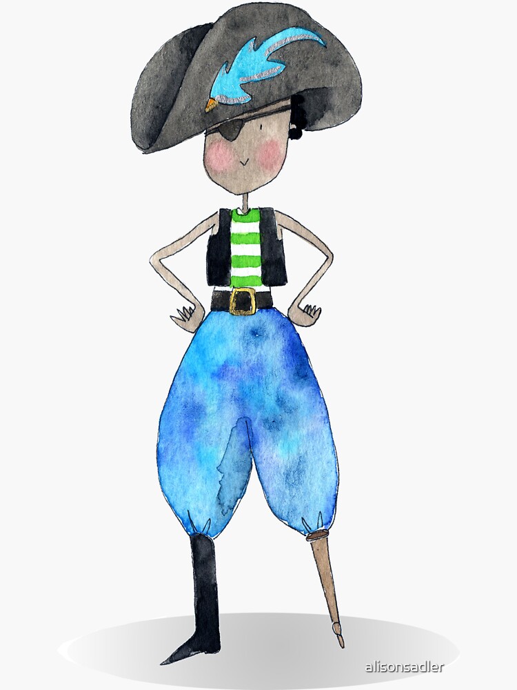 "Pirate with wooden leg" Sticker for Sale by alisonsadler | Redbubble