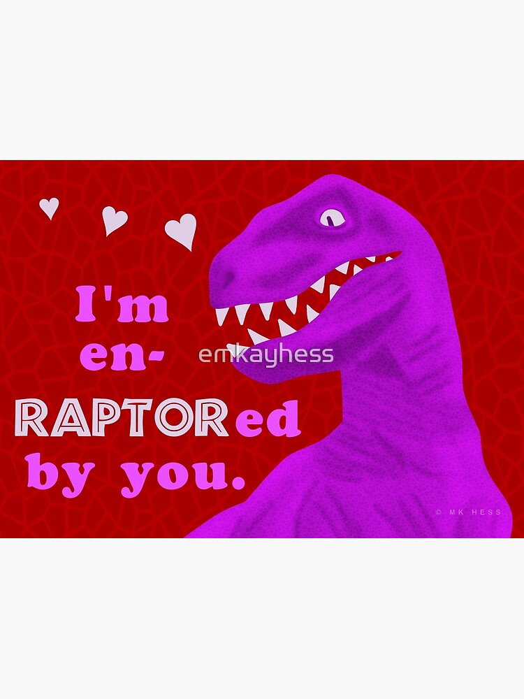 "Funny Valentine's Day Raptor Dinosaur Cute Pun" Greeting Card for Sale ...