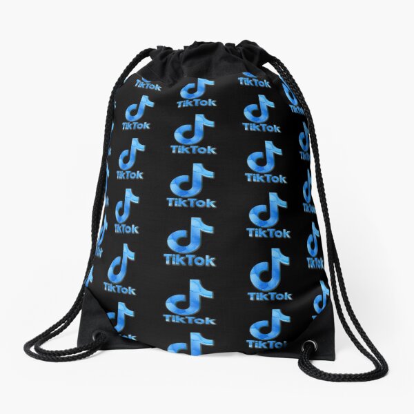 Blue Tik Tok Logo Drawstring Bags | Redbubble