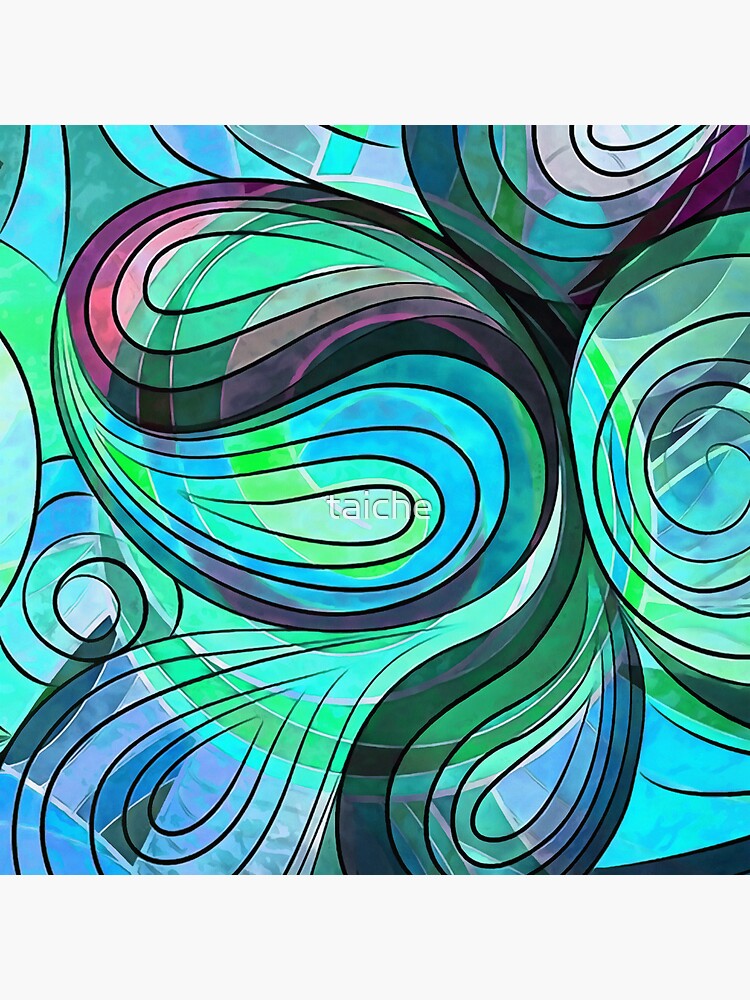 "Ocean Blue and Turquoise Doodle With Black Lines" Sticker for Sale by ...