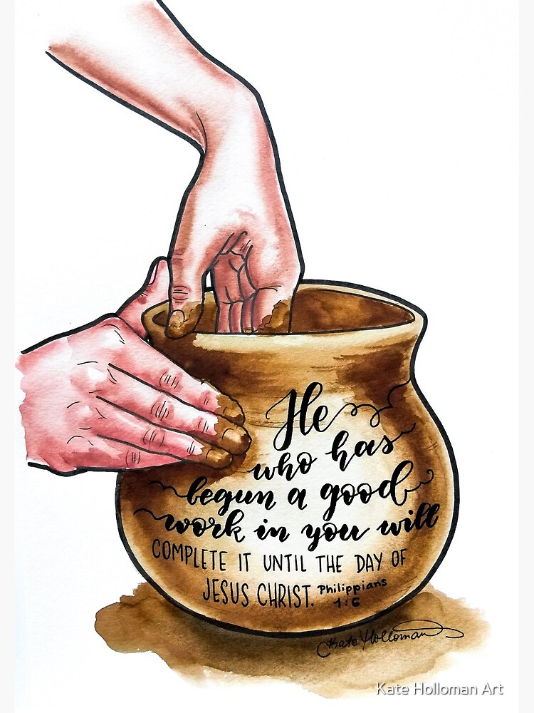 "Potter’s Hands. Christian watercolor painting with a hand-lettered ...