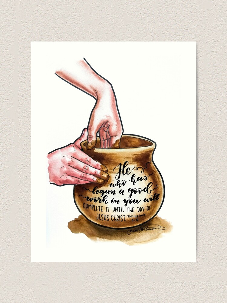 "Potter’s Hands. Christian watercolor painting with a hand-lettered ...