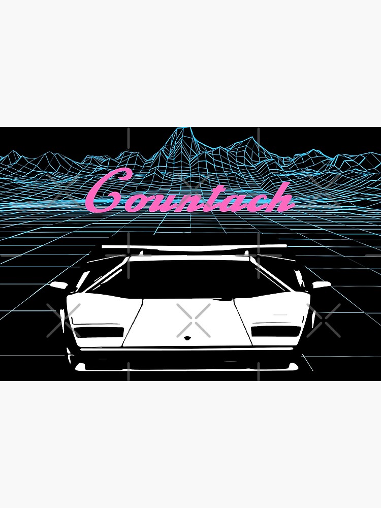 "1980's Countach Retrowave Mountain Grid " Poster for Sale by ...