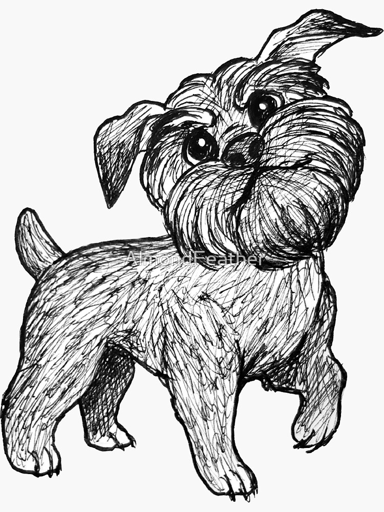 "Brussels Griffon-Ink 2019" Sticker for Sale by AlmondFeather | Redbubble