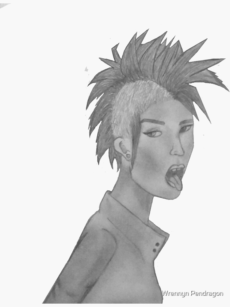 "Mohawk Lady Sketch" Sticker for Sale by Missybun | Redbubble