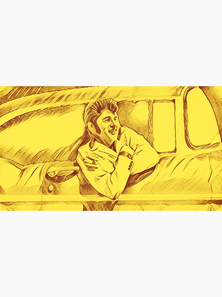 "Elvis Presley drawing illustrations painting in a car in a yellow ...
