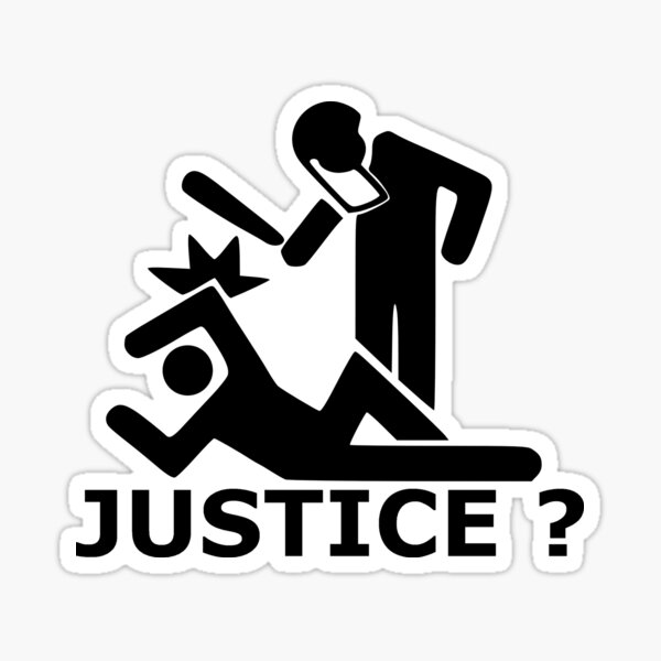 "Justice?" Sticker for Sale by link59630 | Redbubble
