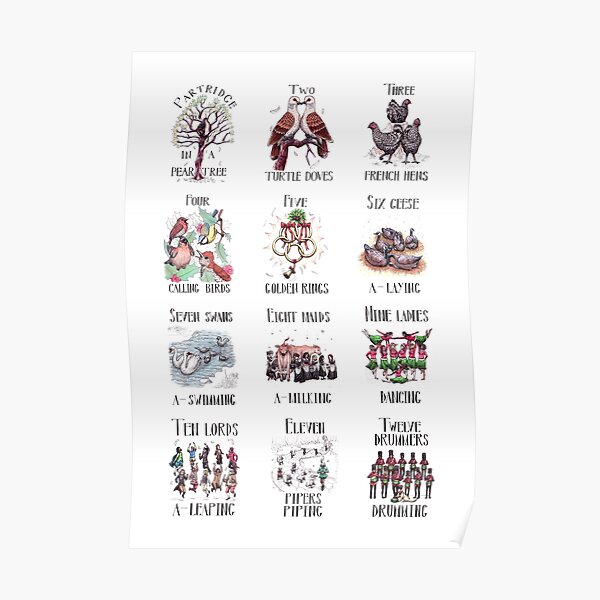 "The 12 Days of Christmas" Poster by Sensitivetroll | Redbubble