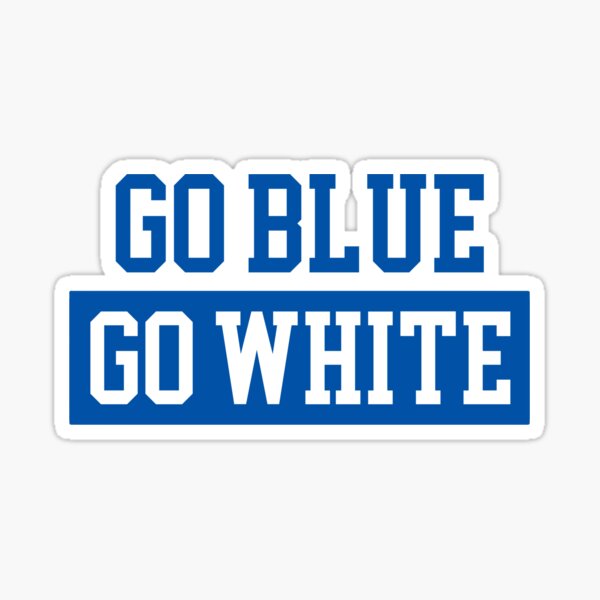 "Go Blue Go White" Sticker for Sale by Eliastrations | Redbubble