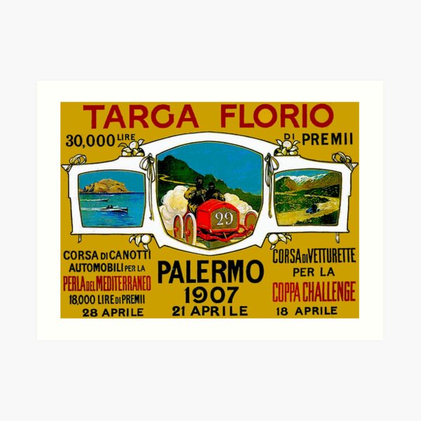 "TARGA FLORIO: Vintage Palermo Auto Racing Print" Art Print for Sale by ...