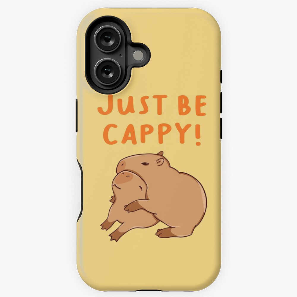 "Just be cappy! And hug a capybara" Sticker for Sale by manydoodles ...