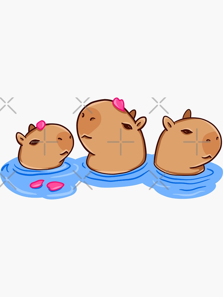 "Capybaras having a bath in spa, chill" Sticker for Sale by manydoodles ...