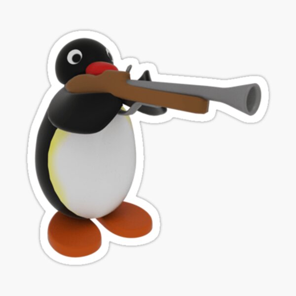 "Pingu with a gun" Sticker for Sale by Robin- | Redbubble