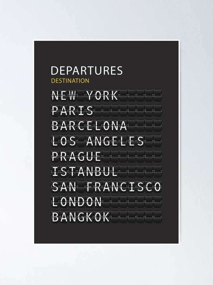 "Airport Departures Board Print" Poster for Sale by nth4ka | Redbubble