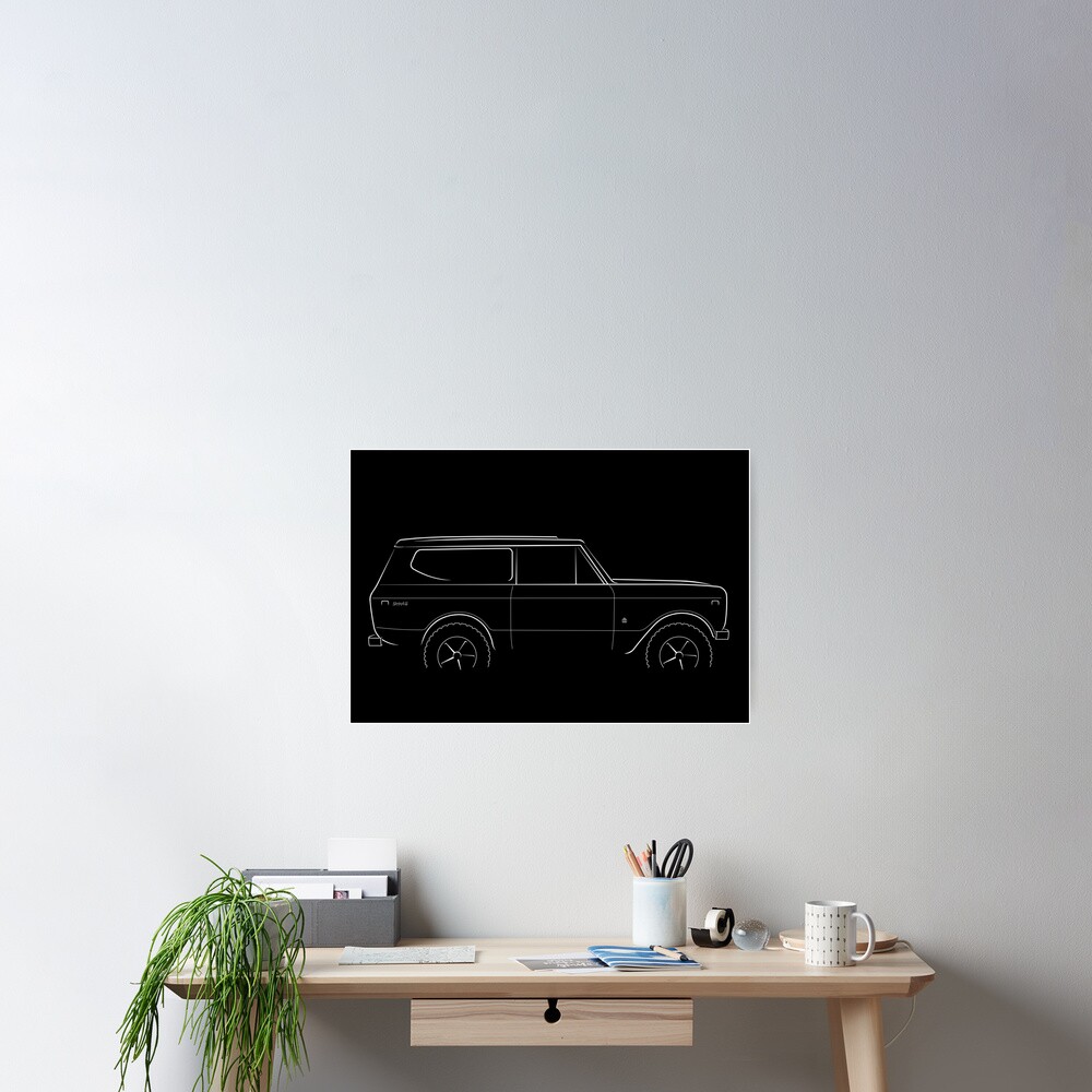"International Harvester Scout 2 - profile stencil, white" Poster for ...