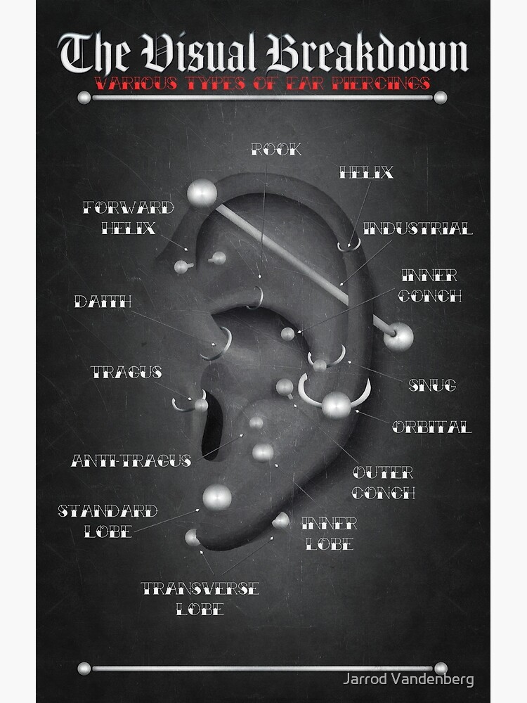 "Vintage Style Ear Piercing Chart" Poster for Sale by Jarrod44 | Redbubble
