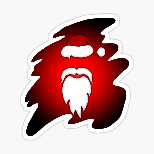 "Santa Claus, Santa's beard and Santa Hat illustration" Sticker for ...