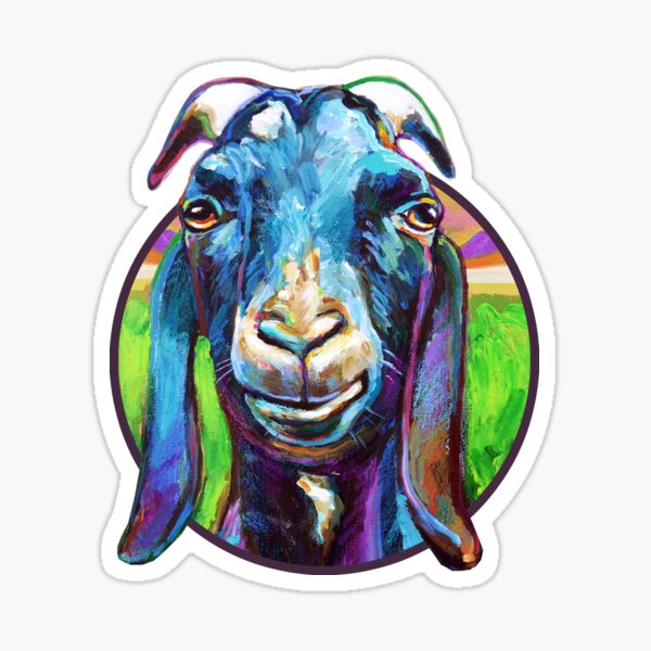 "Fun Black Goat Named Lucian " Sticker for Sale by RobertPhelpsArt ...