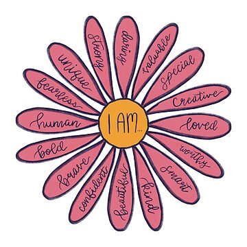 "Pink Flower I Am Positive Affirmations Sticker Daisy " Poster for Sale ...