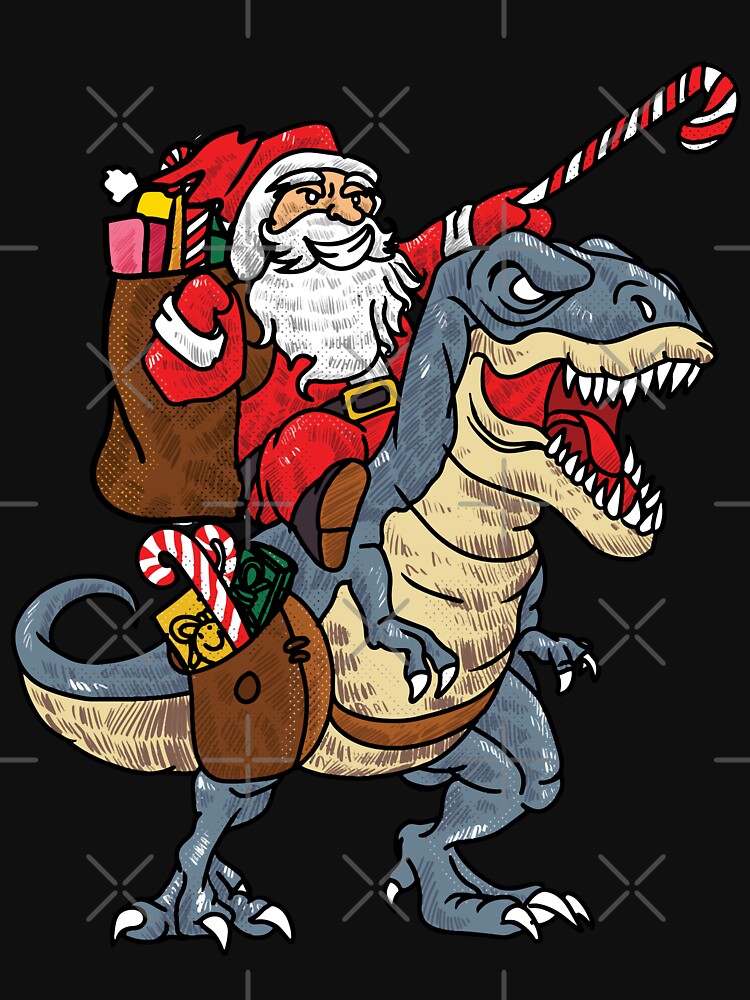 "Santa Riding Dinosaur T rex Funny T-Rex Xmas Gifts For Kids Boys Girls ...