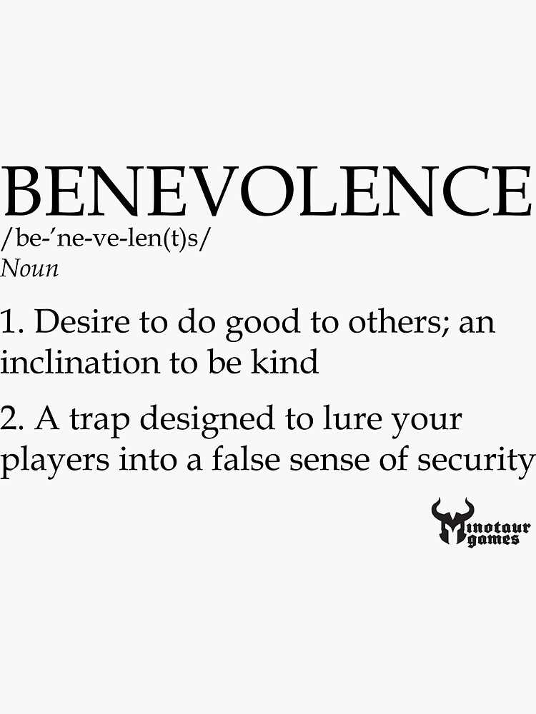 "Benevolence Definition" Sticker for Sale by JasonBulmahn | Redbubble
