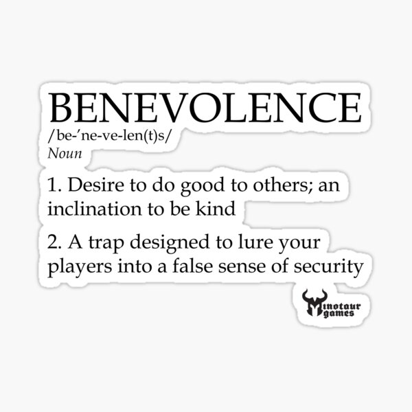 "Benevolence Definition" Sticker for Sale by JasonBulmahn | Redbubble