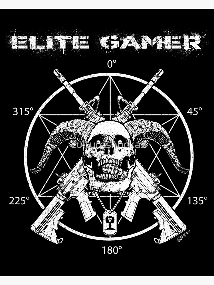 "Elite Gamer Skull, M4A1, Grenade and Compass" Poster by cultureshockaz ...