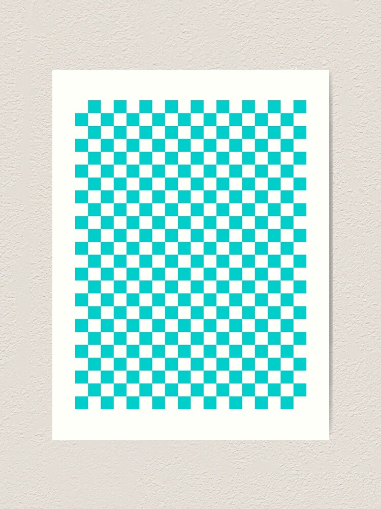"White and Cyan Checkerboard" Art Print for Sale by ColorsPatterns ...