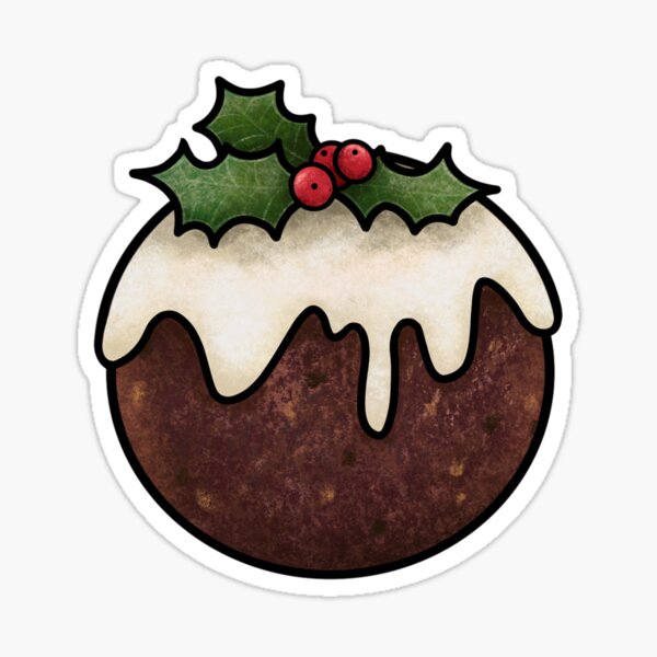 "Christmas puddings with holly, Red" Sticker by joanandrose1 | Redbubble