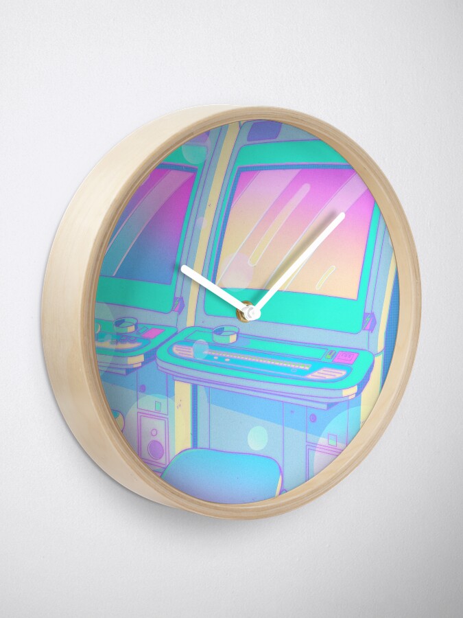 "Pastel Glitch" Clock by EloraPautrat | Redbubble