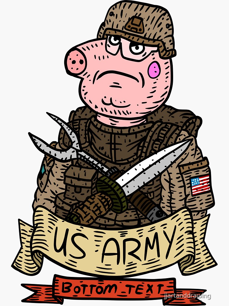 "proud US army veteran. cute pig emblem." Sticker for Sale by ...