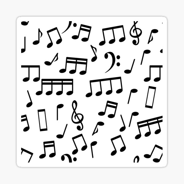 "Black Music Notes on White Background" Sticker for Sale by ...