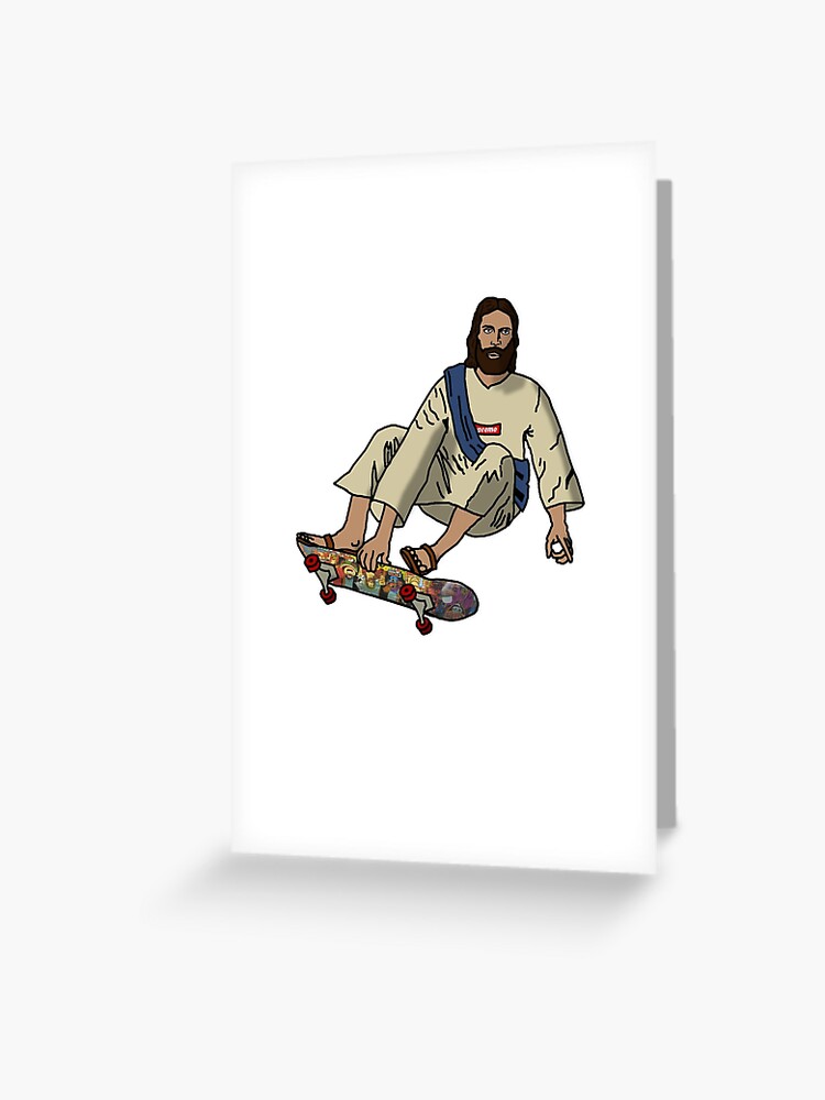 "Skating Jesus" Greeting Card for Sale by Dariendesigns | Redbubble