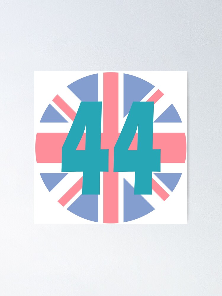"Lewis hamilton no 44 formula 1 racing with uk flag" Poster for Sale by ...