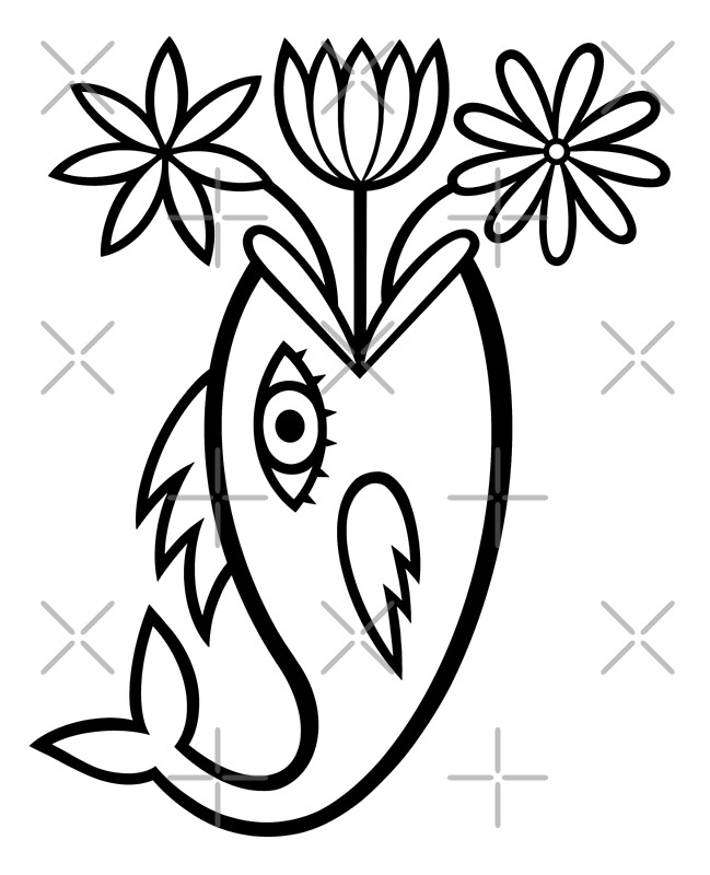"Original Fish Flower Vomit Design (B/W)" by wariana | Redbubble