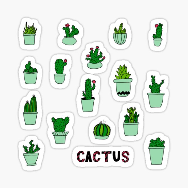 "cacti sticker set" Sticker by emmaginationart | Redbubble