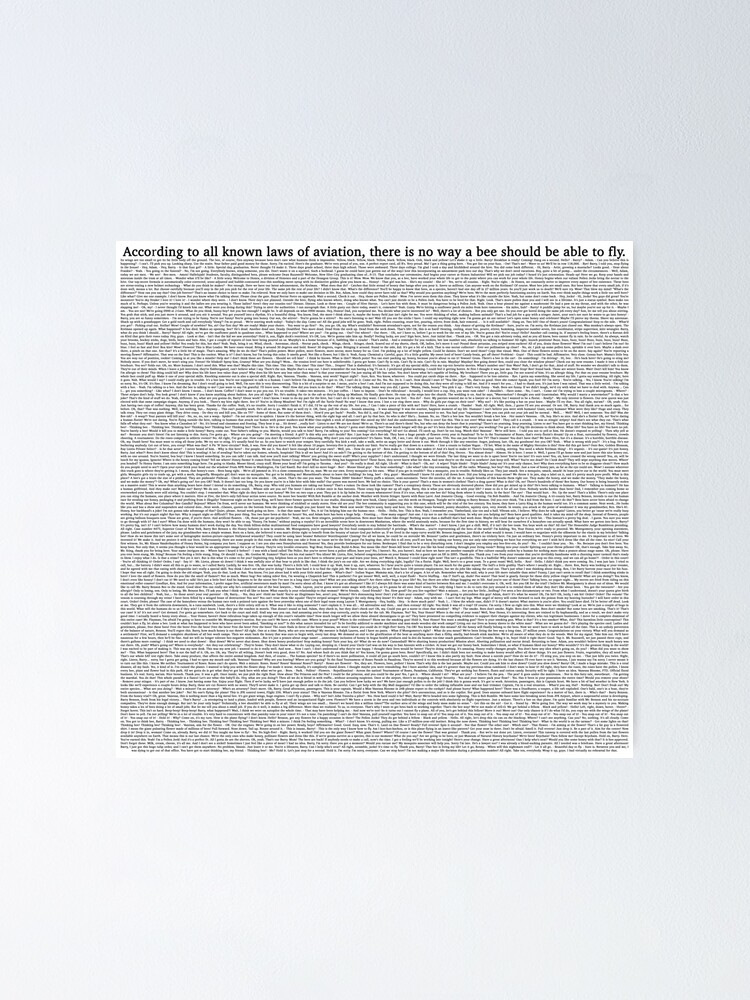 "Bee Movie Script on a Paragraph Design" Poster by svargasg | Redbubble