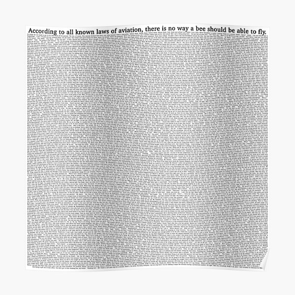 "Bee Movie Script on a Paragraph Design" Poster by svargasg | Redbubble