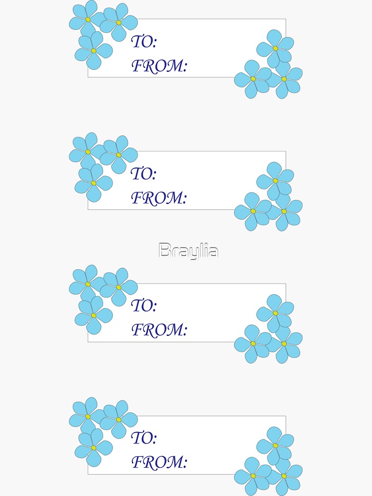 "Forget Me Not Labels" Sticker by Braylia | Redbubble