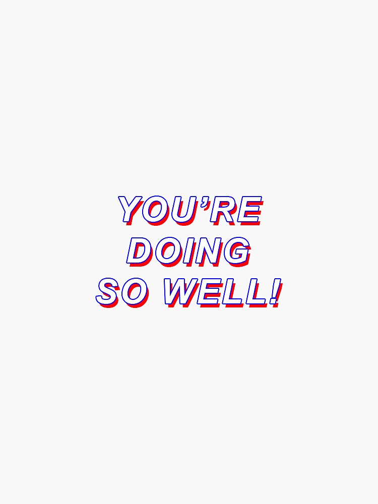 "You're Doing So Well!" Sticker for Sale by bigmemeenergy | Redbubble