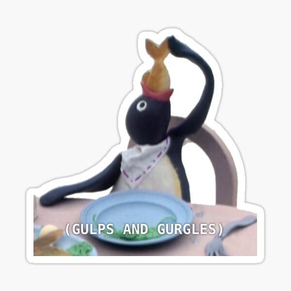"Pingu with a Fish" Sticker for Sale by Mazzakazoo | Redbubble