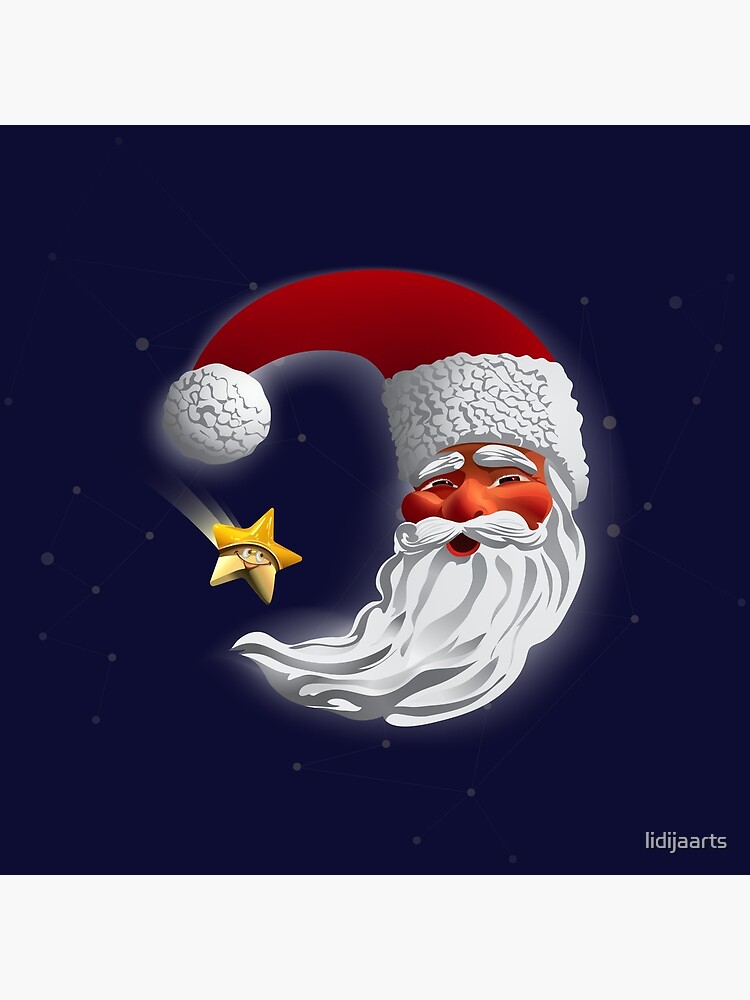 "Santa Claus Moon and Star" Poster by lidijaarts | Redbubble